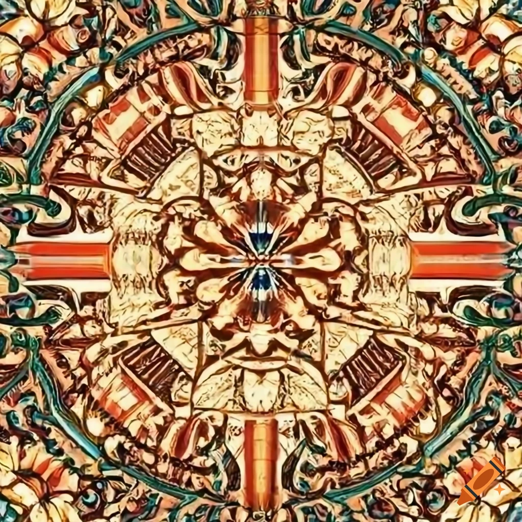 Symmetrical ancient Egypt ornamental design pattern with clean lines ...