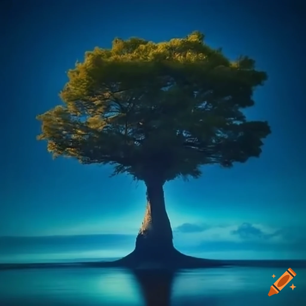 Massive ancient tree reaching into the sky in a nature setting on Craiyon