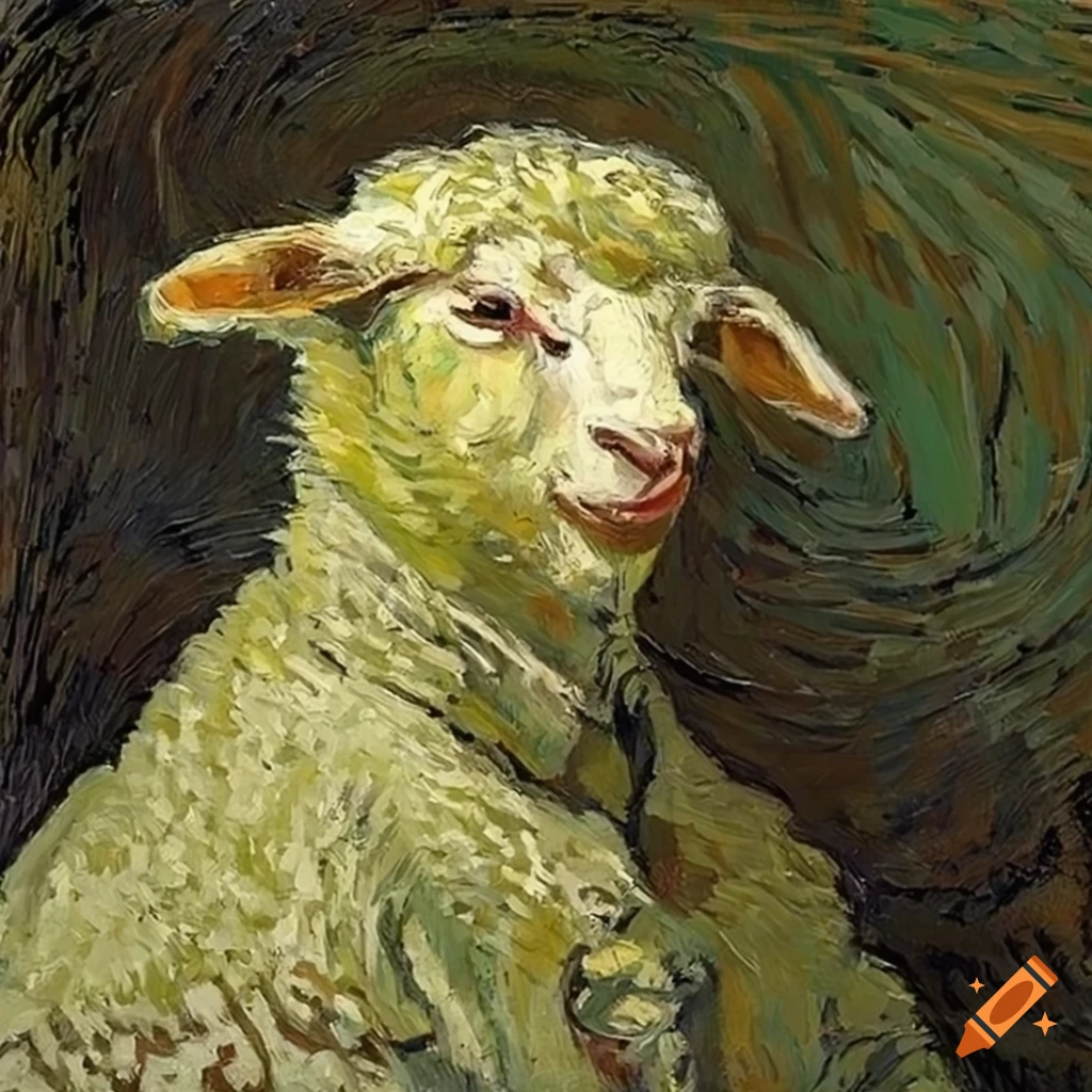 Portrait of a lamb by Van Gogh on Craiyon