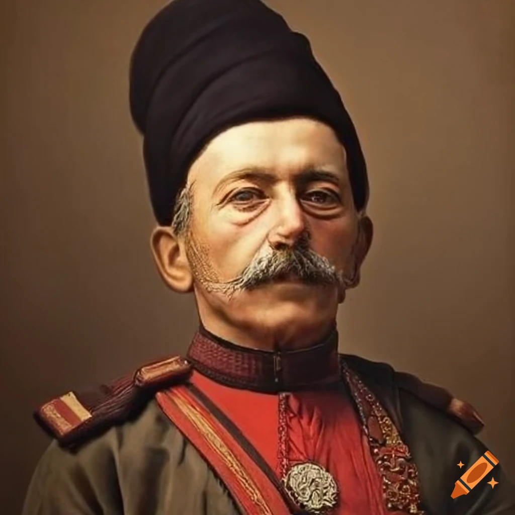 Portrait of a cossack man in 19th century attire on Craiyon