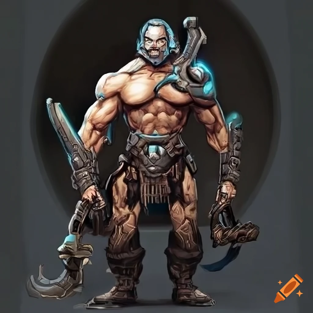 Futuristic sci-fi barbarian character on Craiyon