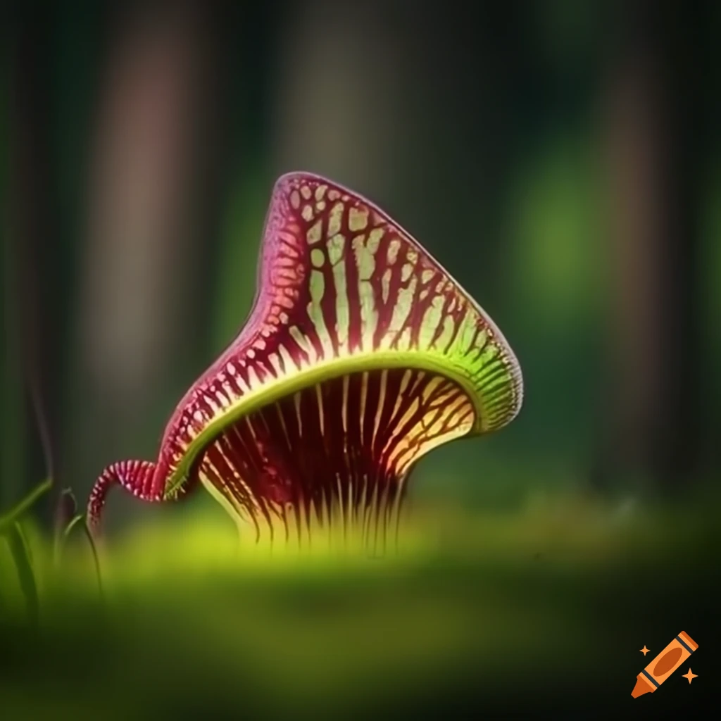 Carnivorous plant in a tropical forest swamp on Craiyon