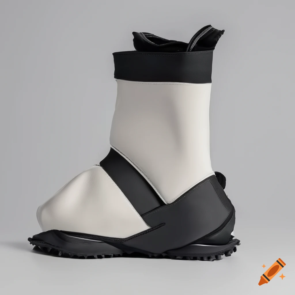 Side view of futuristic Yeezy Adidas ski boot slip on on Craiyon