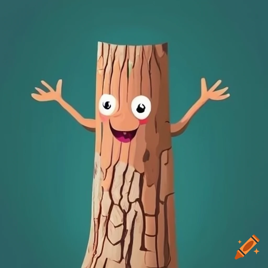 Cute tree trunk with arms and legs on Craiyon