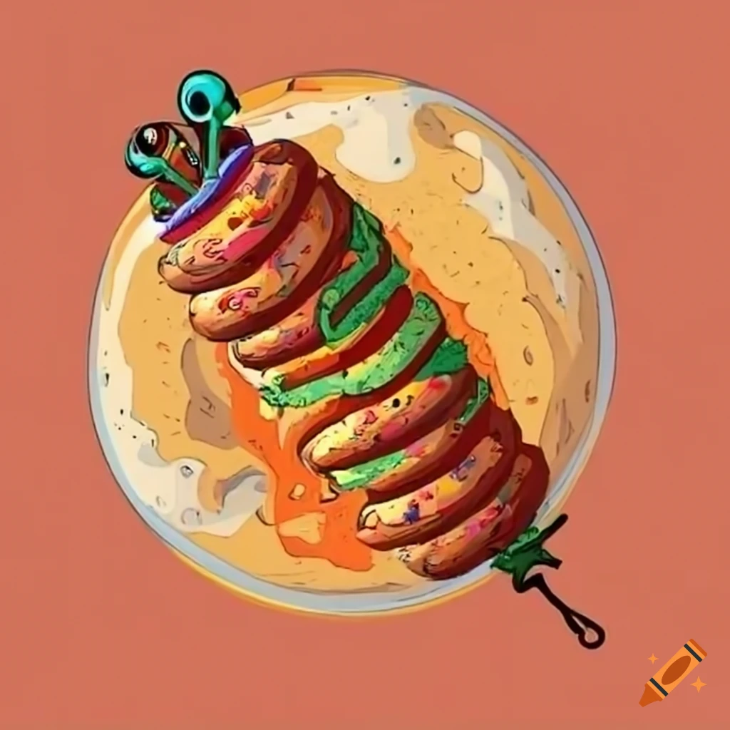 Giant kebab landing on mars in a humorous depiction on Craiyon