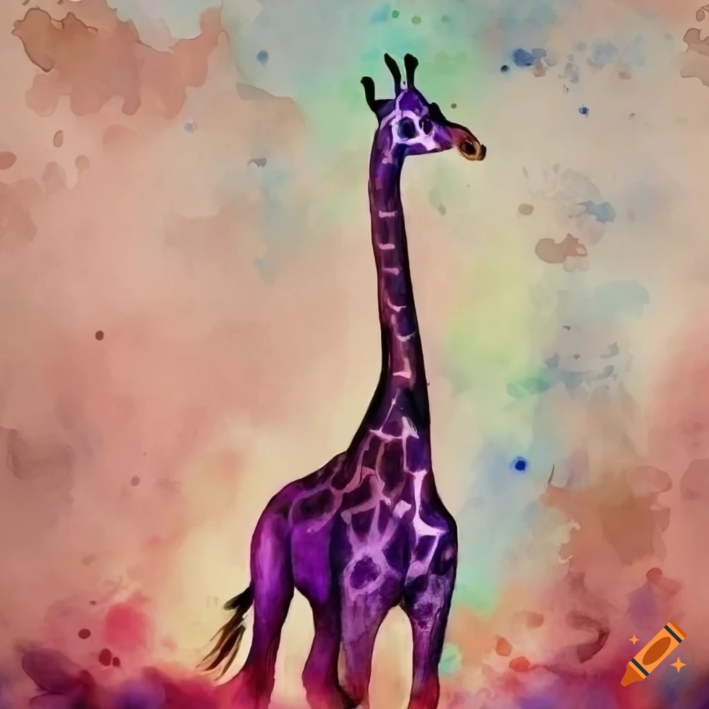 Majestic purple giraffe in a sunlit savanna on Craiyon