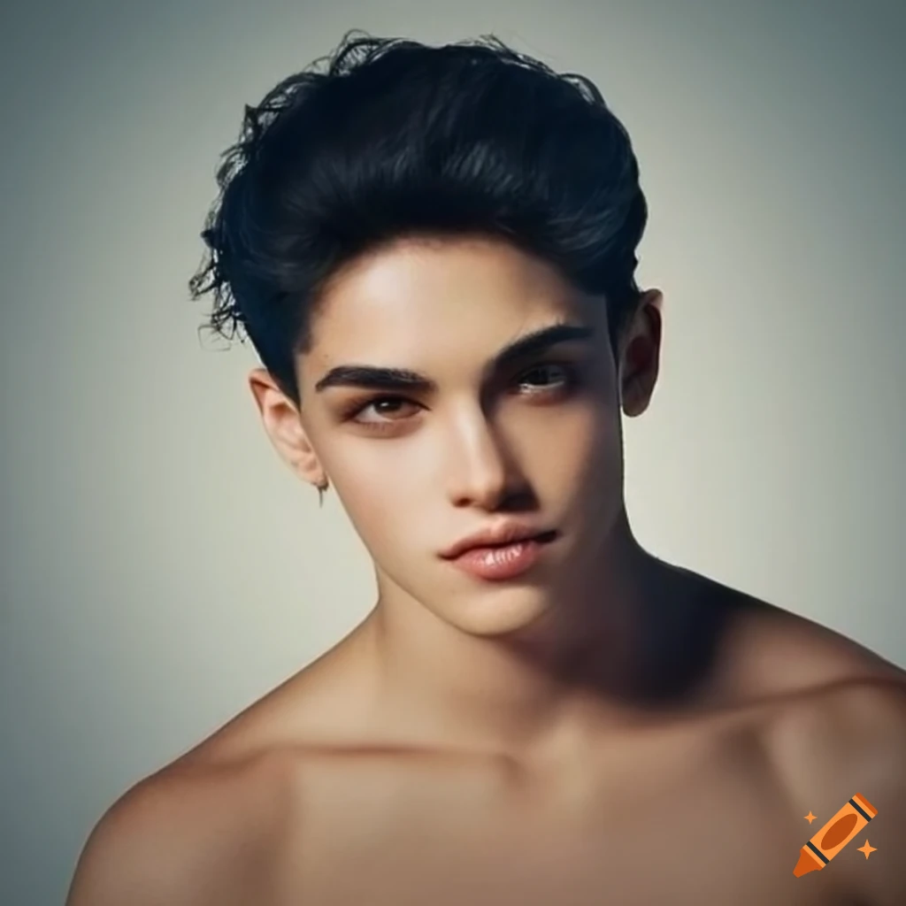 Young man with black wavy hair, heart shaped lips, and hazel eyes on ...