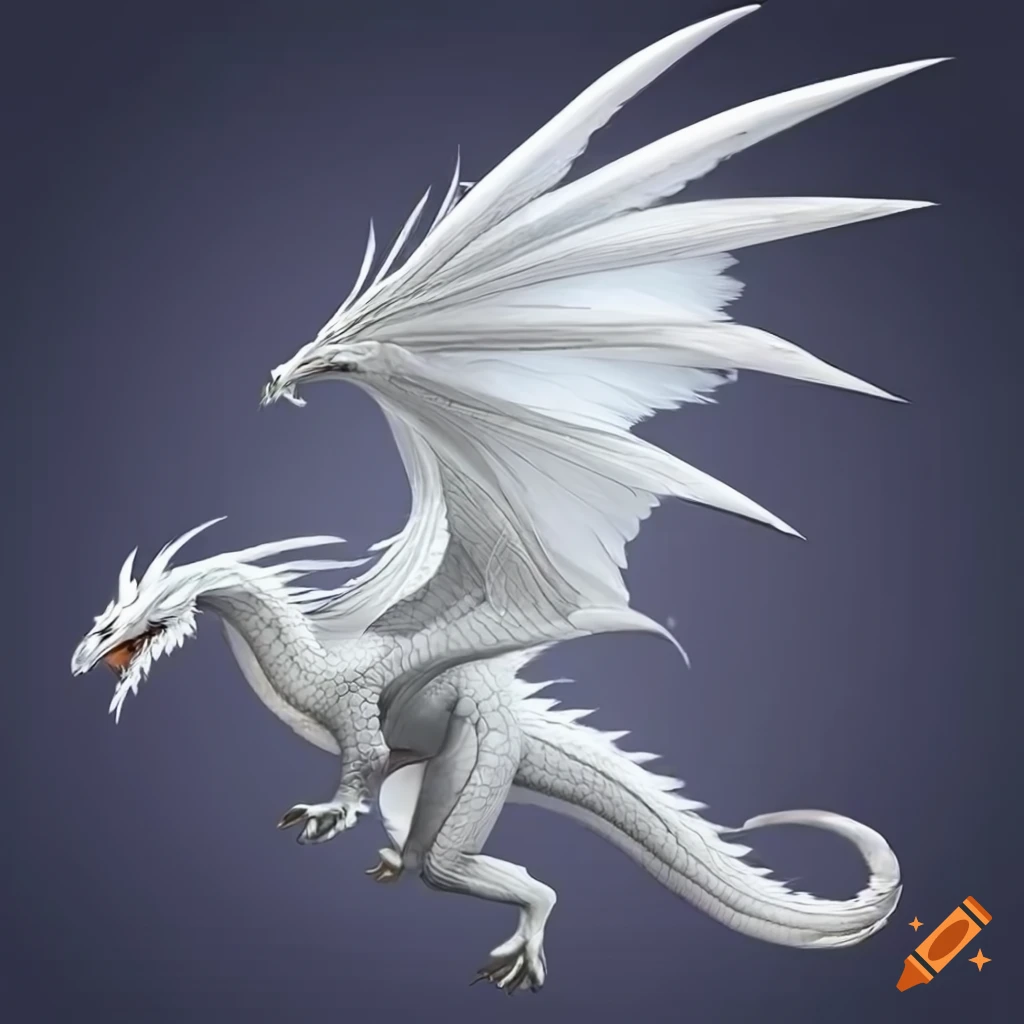 Beautiful white dragon in flight on Craiyon