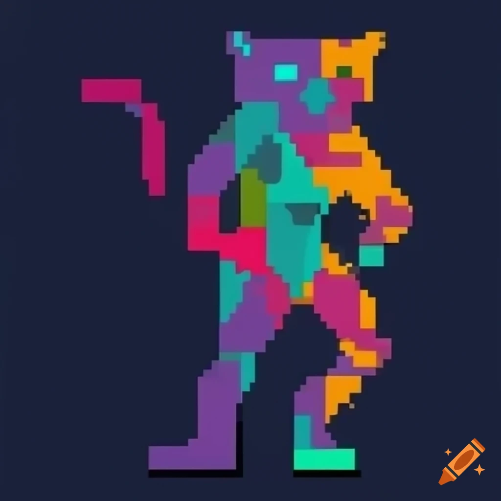 Pixelated silhouette painting of a panther humanoid in picasso style on ...