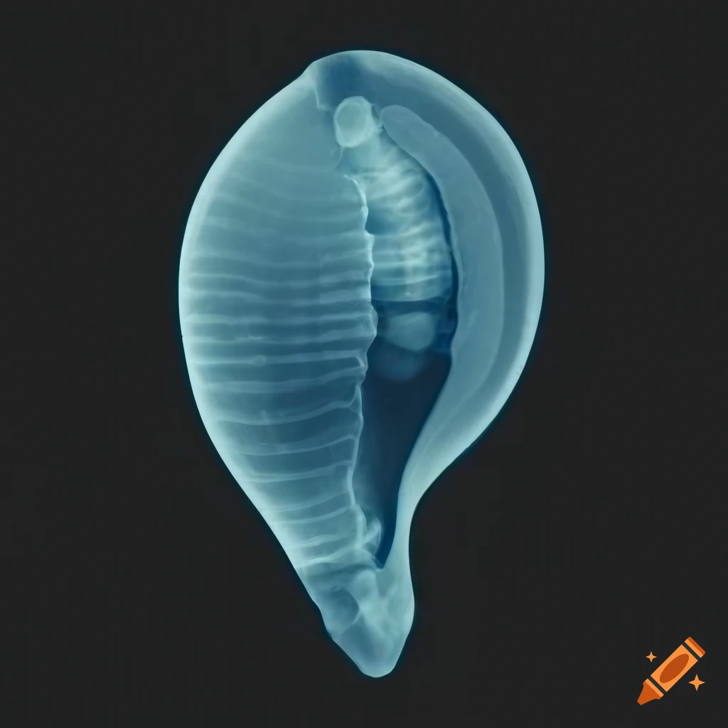 Sea shell x-ray on black background on Craiyon