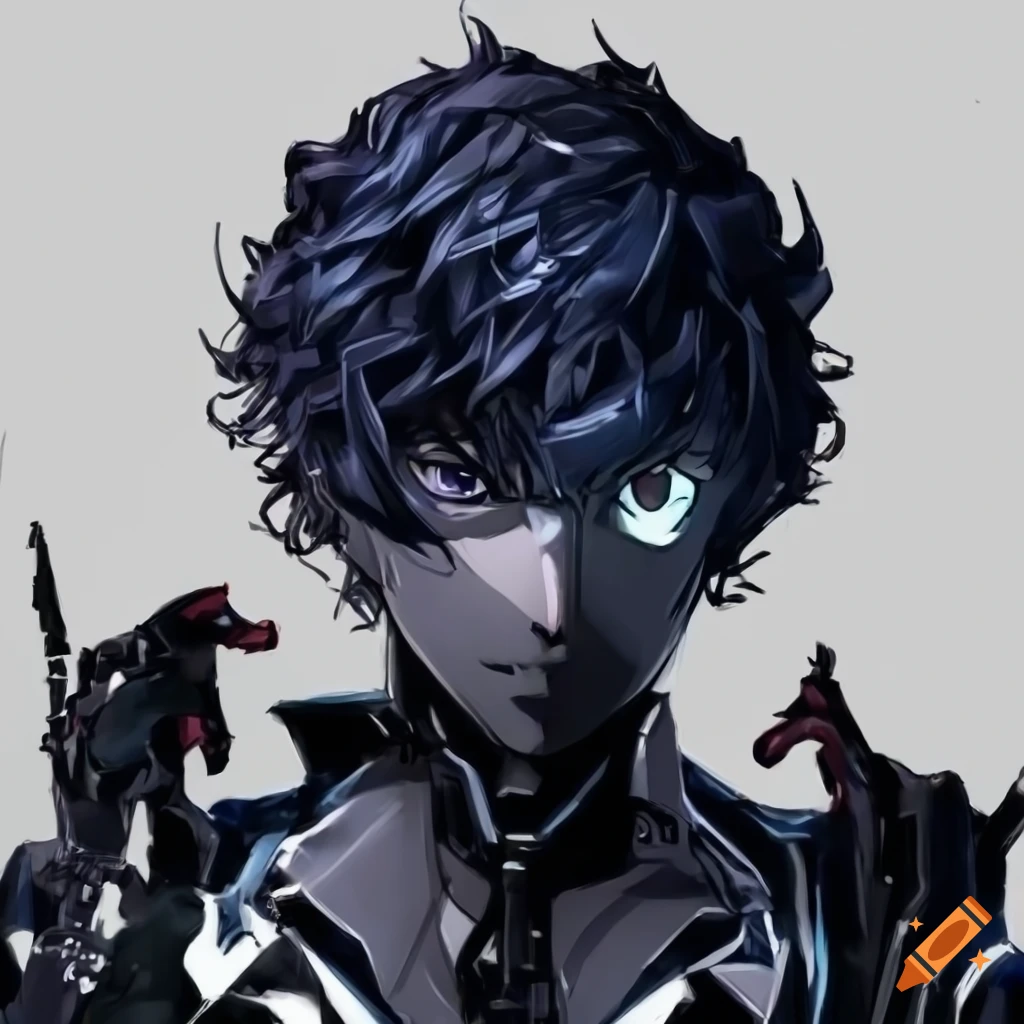 Cyborg character from persona 5 strikers in anime style on Craiyon
