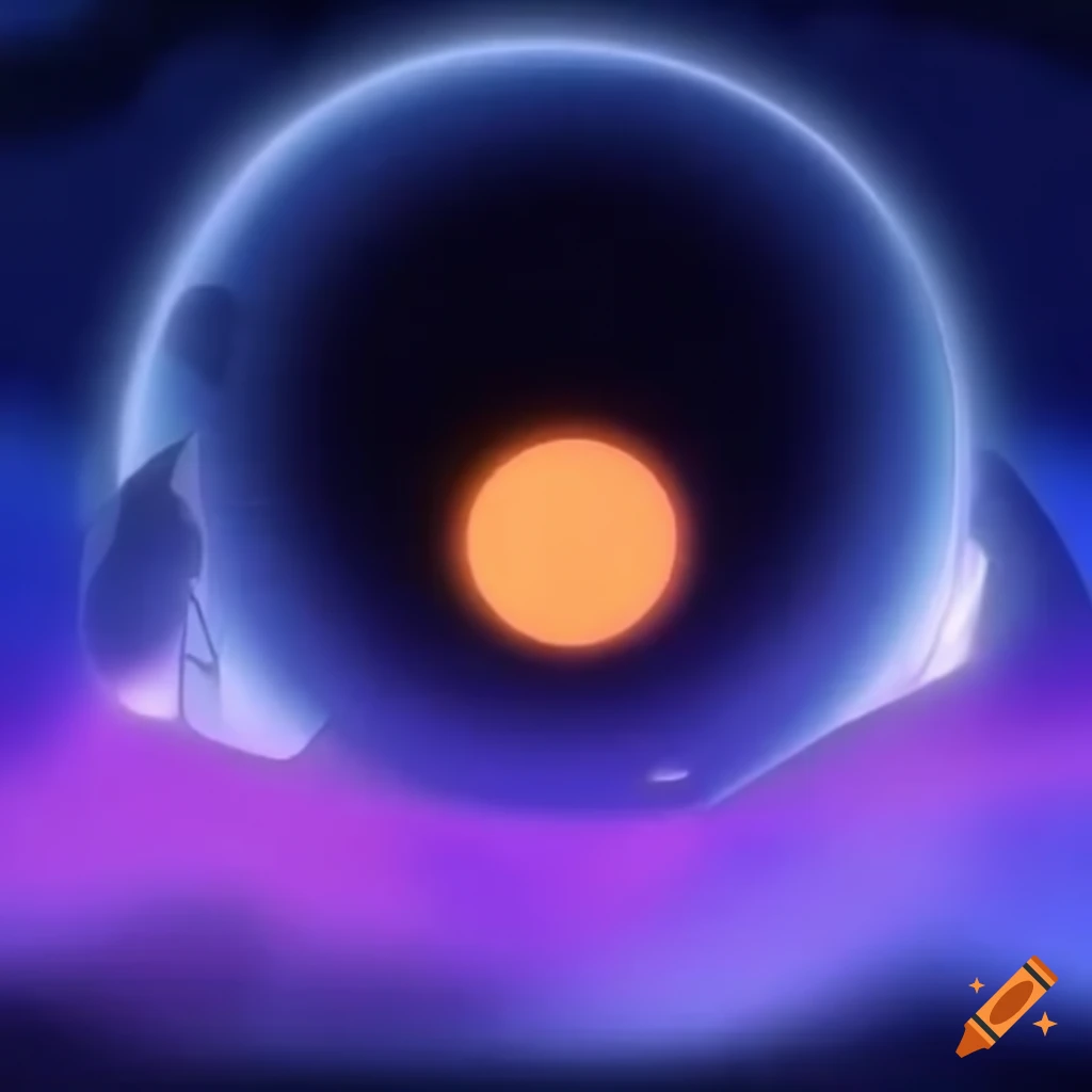 Shiny 3d dazzling eclipse anime with japanese text on Craiyon
