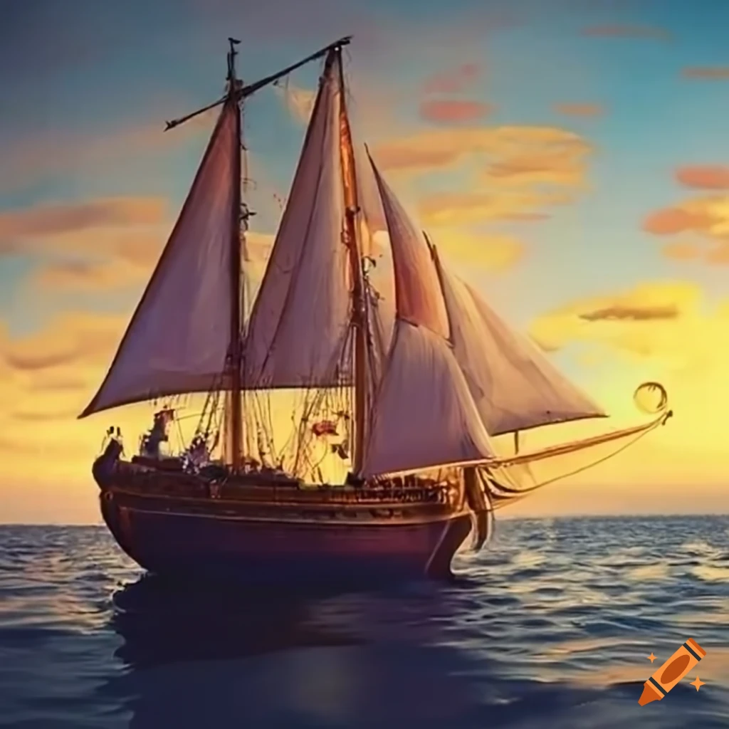 Illustration of sailors singing at sea on Craiyon