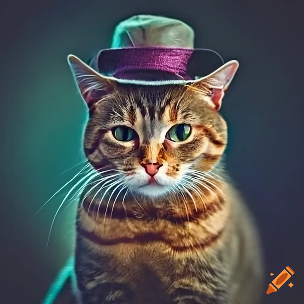 Cat inside a hat on Craiyon