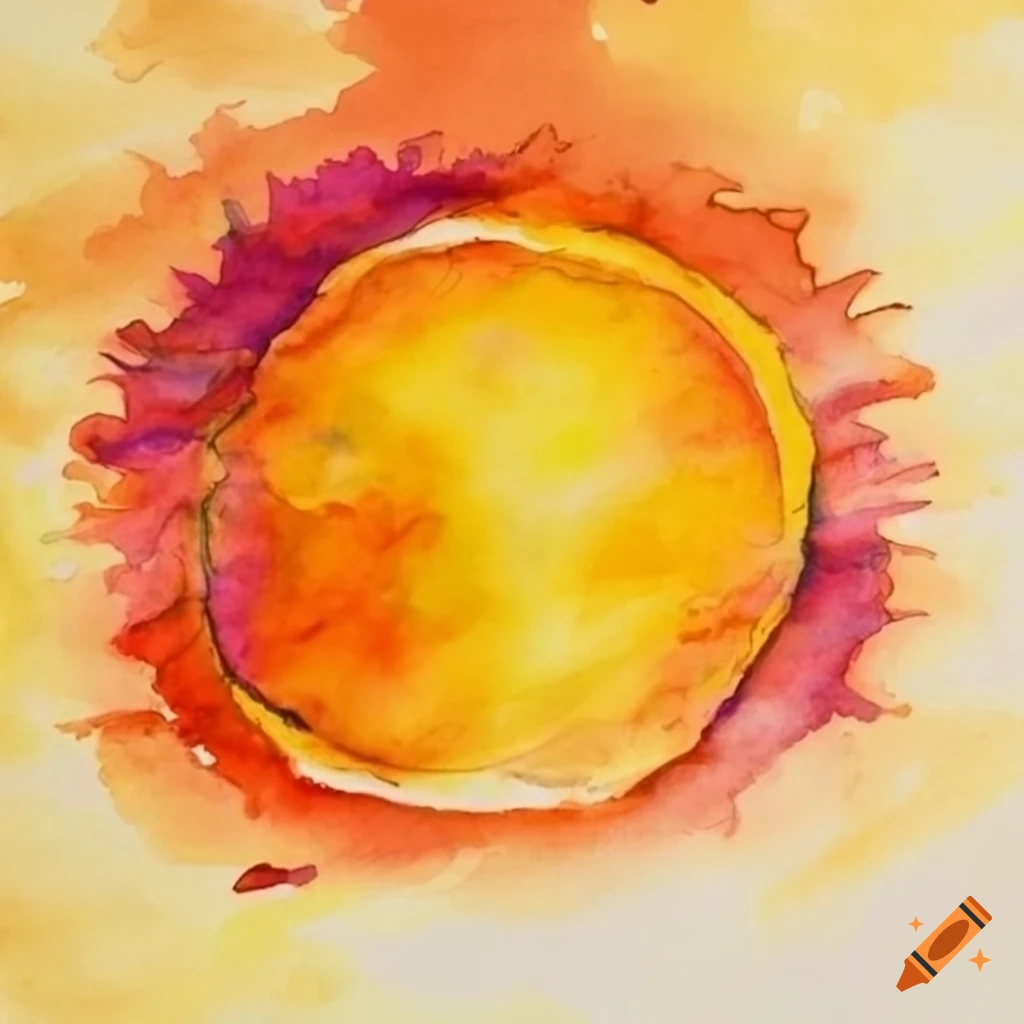 Sun watercolor painting on Craiyon