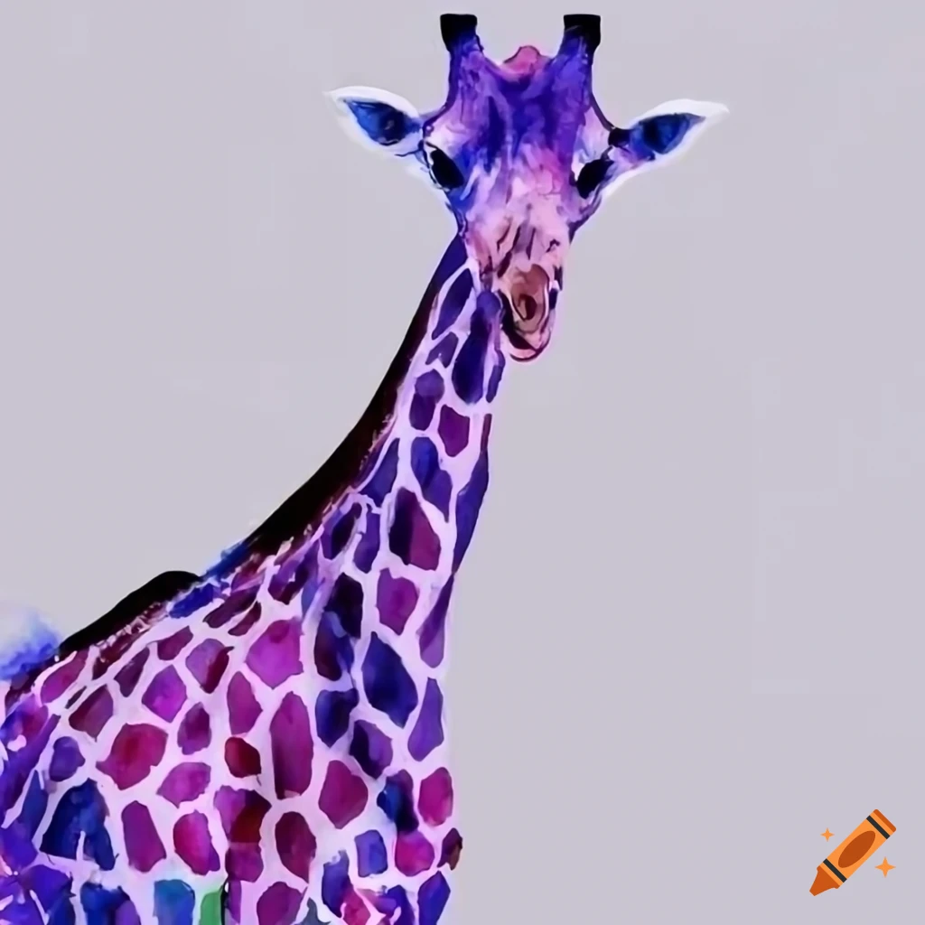 Majestic purple giraffe in a sunlit savanna on Craiyon