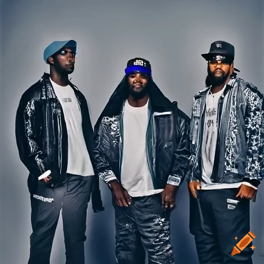 Highly detailed urban illustration of a hip-hop group on Craiyon