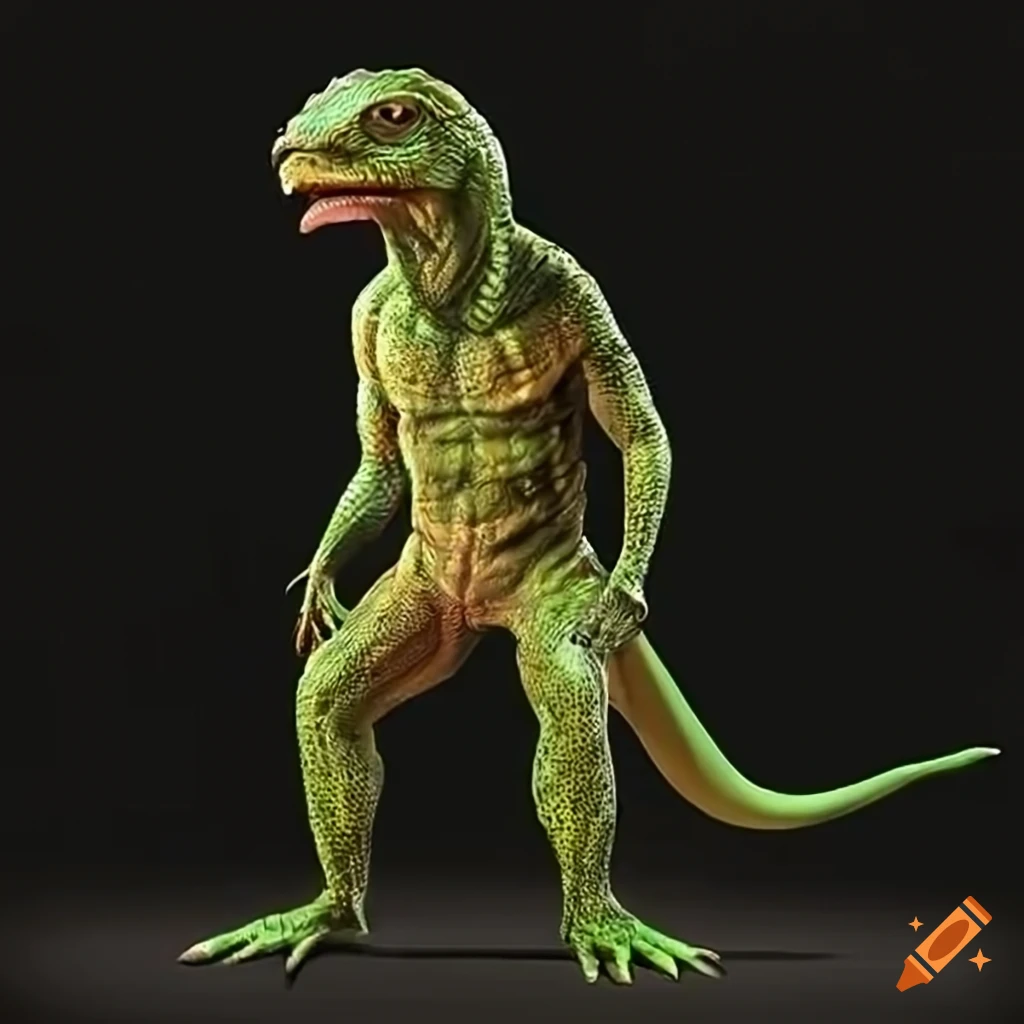 Reptile man in a full body suit on Craiyon