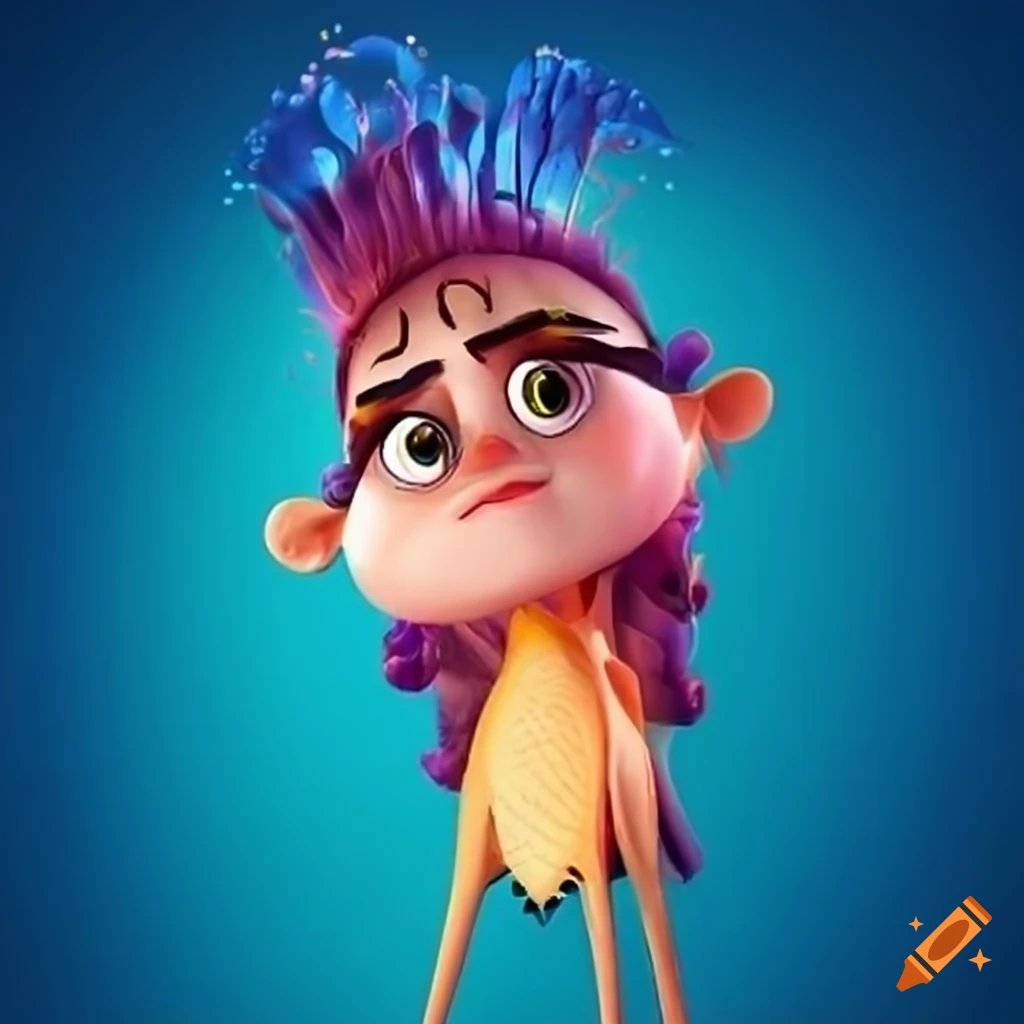 Captivating and vibrant whimsical cartoon character on Craiyon