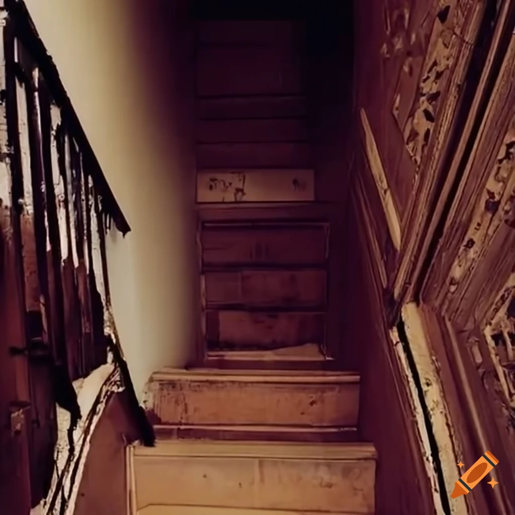 Flooded 1990s abandoned New York apartment stairs on Craiyon