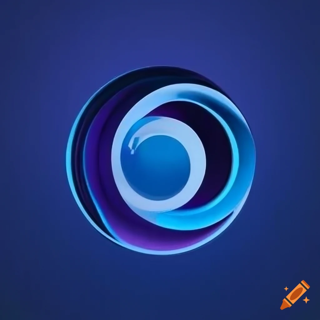 Hybrid logo in blue color scheme on Craiyon