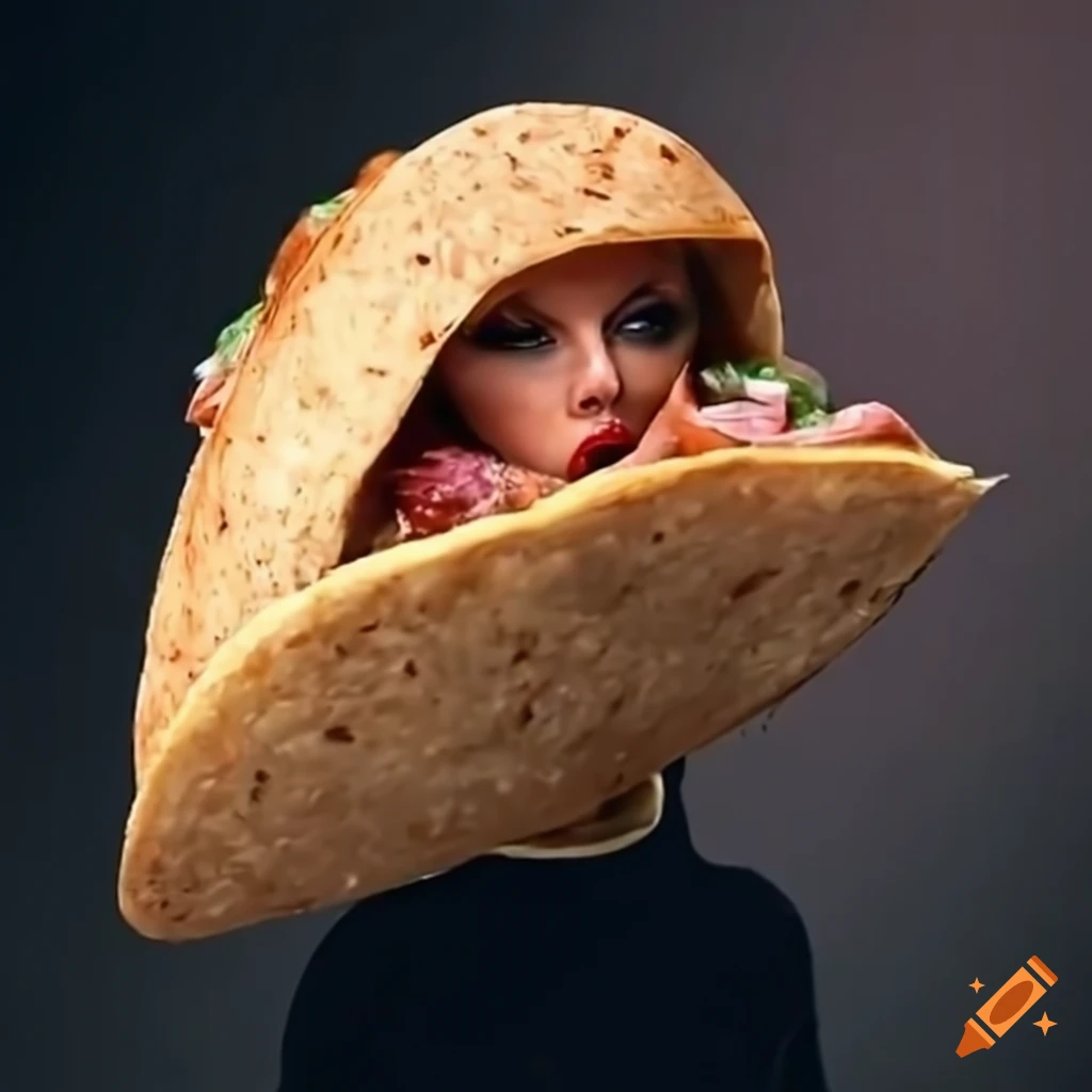 Taylor Swift enjoying a taco on Craiyon