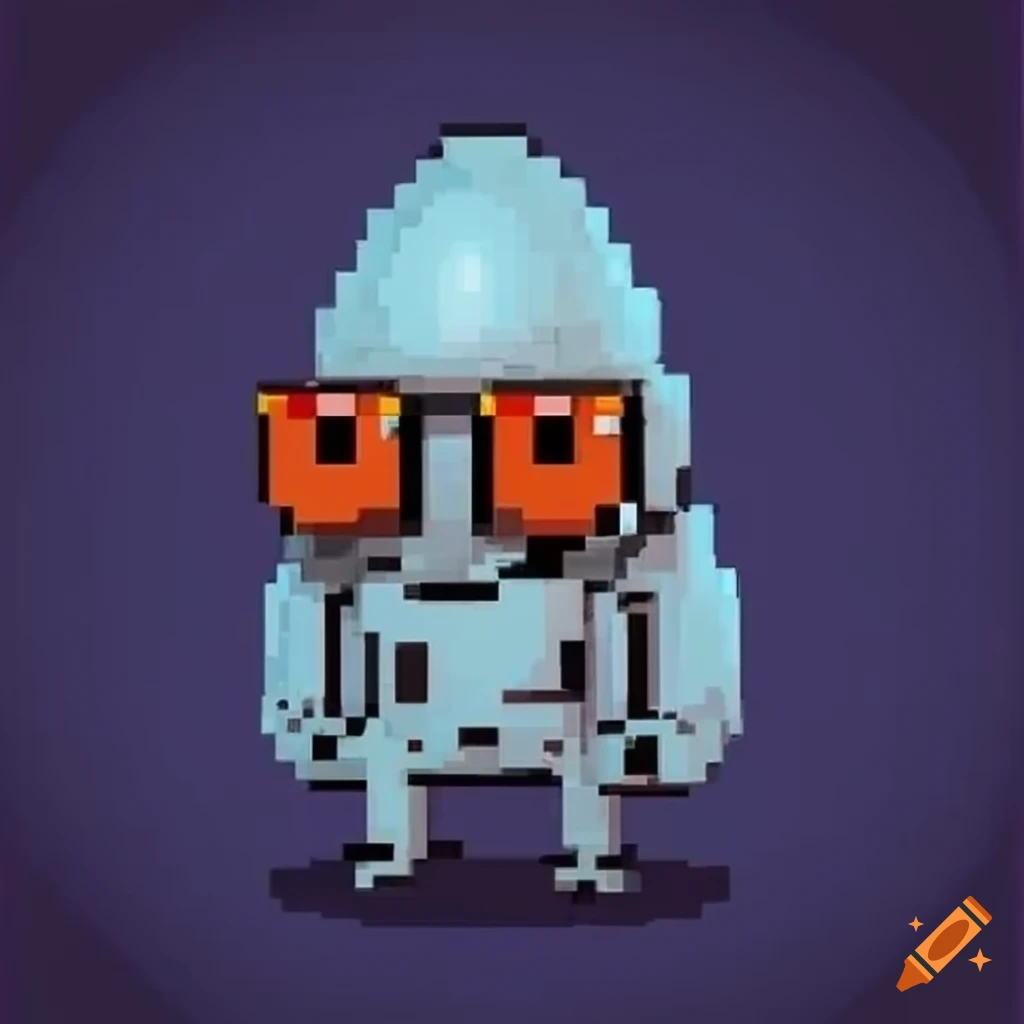8-bit horror-style egg-shaped chicken monster in a space suit and ...