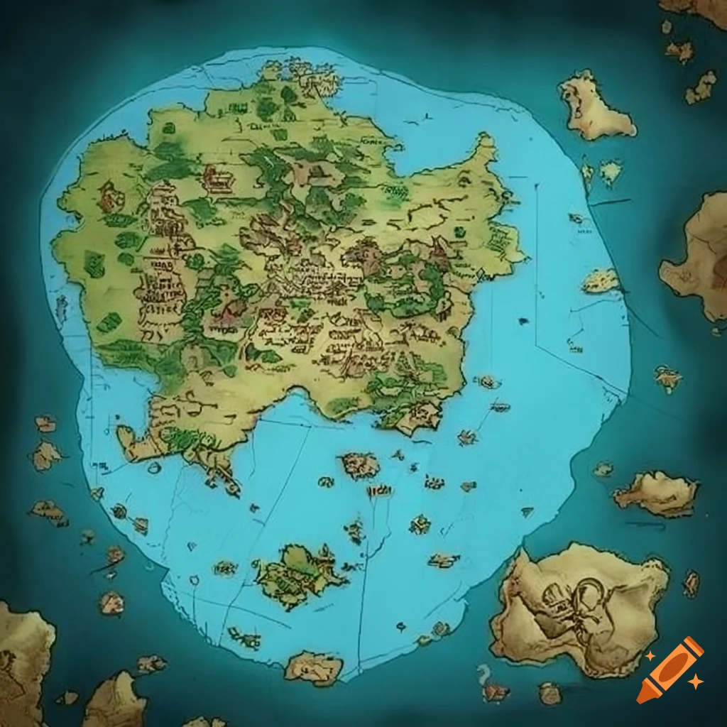 Fantasy map of a lilliputian continent on Craiyon