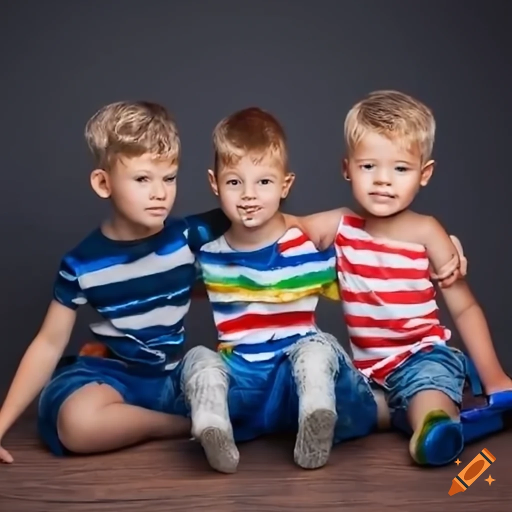 Three boys painting together on Craiyon