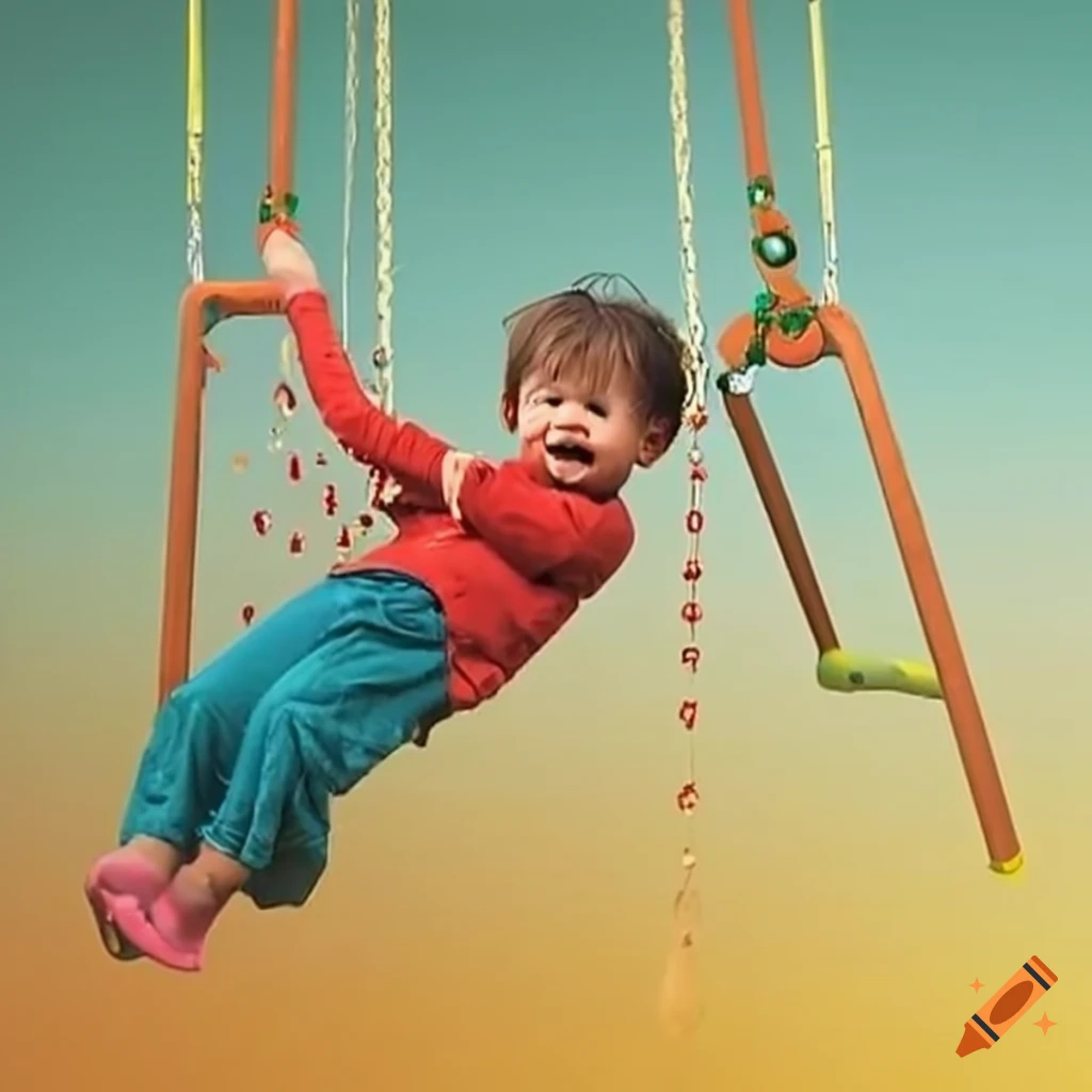 Child falling off swing set on Craiyon