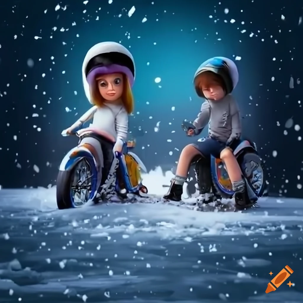Snowing scene with girl and boy looking at each other, disney pixar ...
