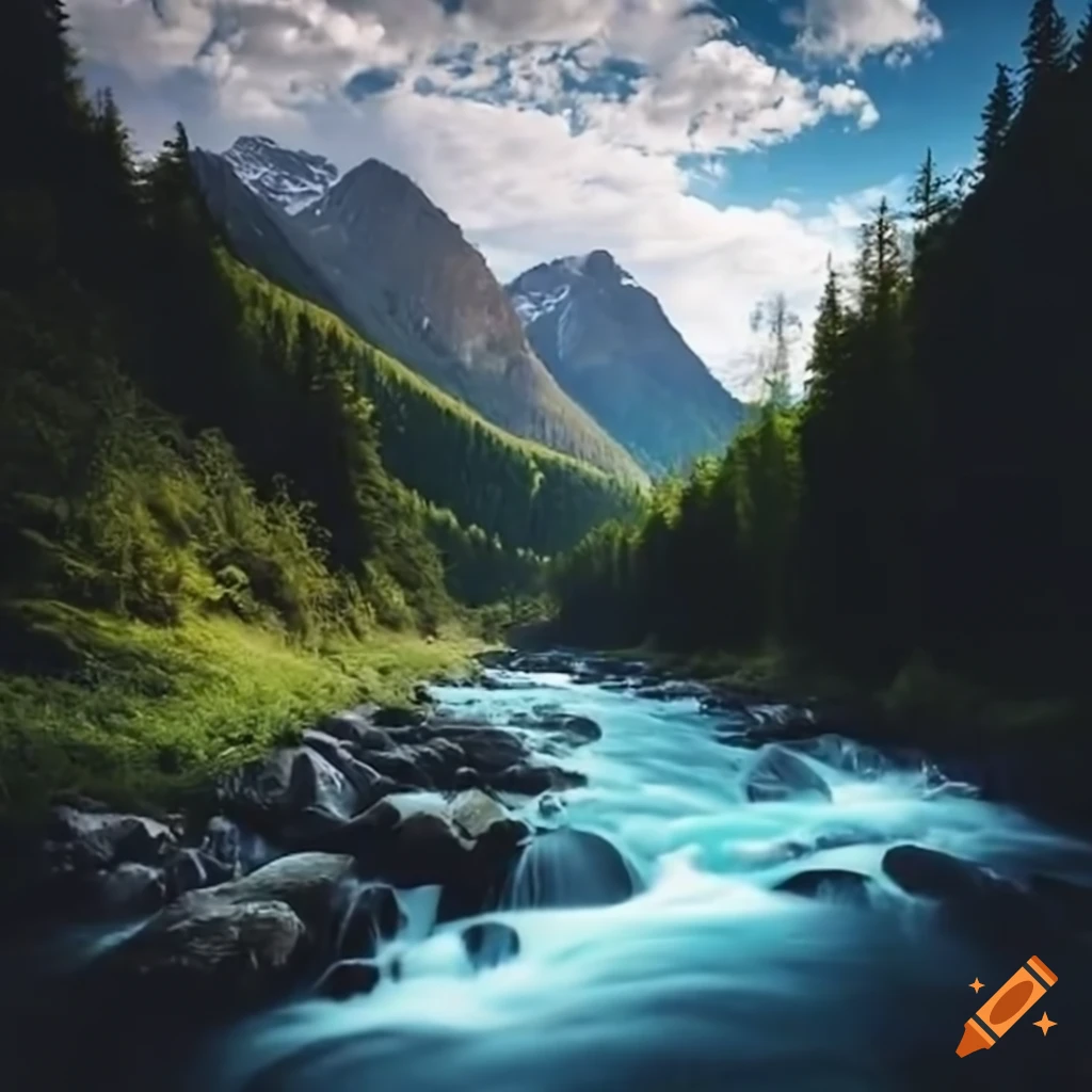 Mountain river on Craiyon