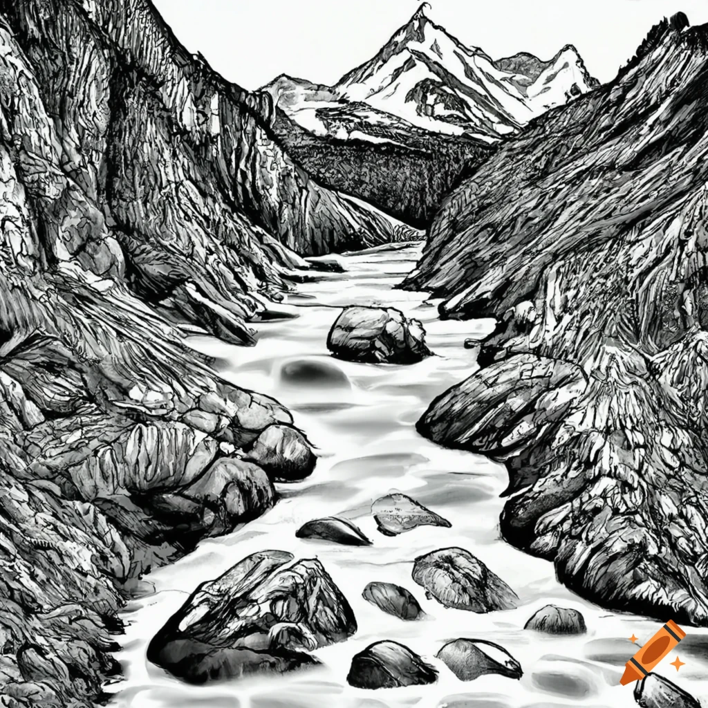 Mountain river on Craiyon