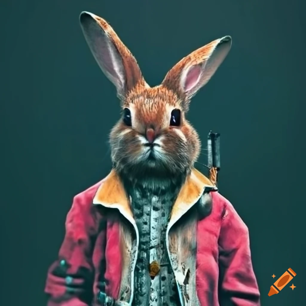 Cool rabbit with a jacket and a cigarette on Craiyon