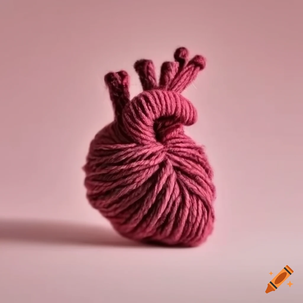 Handmade yarn human heart on Craiyon