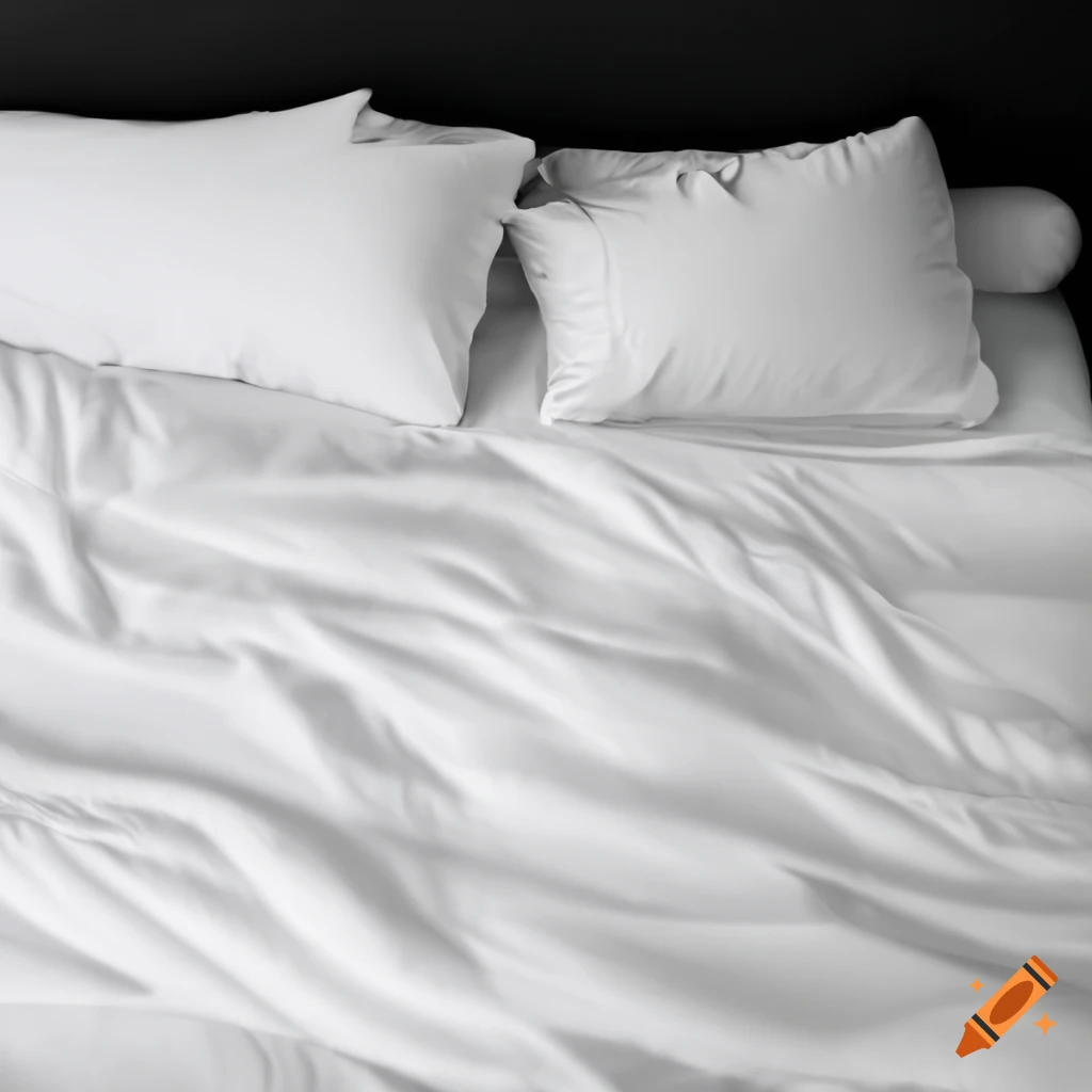 Top down view of a simple white bed on Craiyon