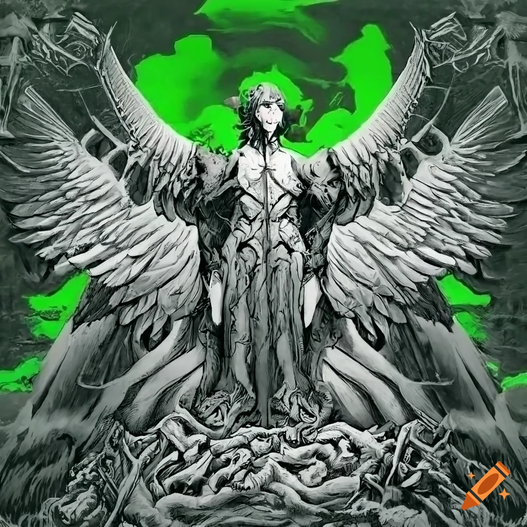 Art nouveau-inspired composition with angelic demon apostle and ...