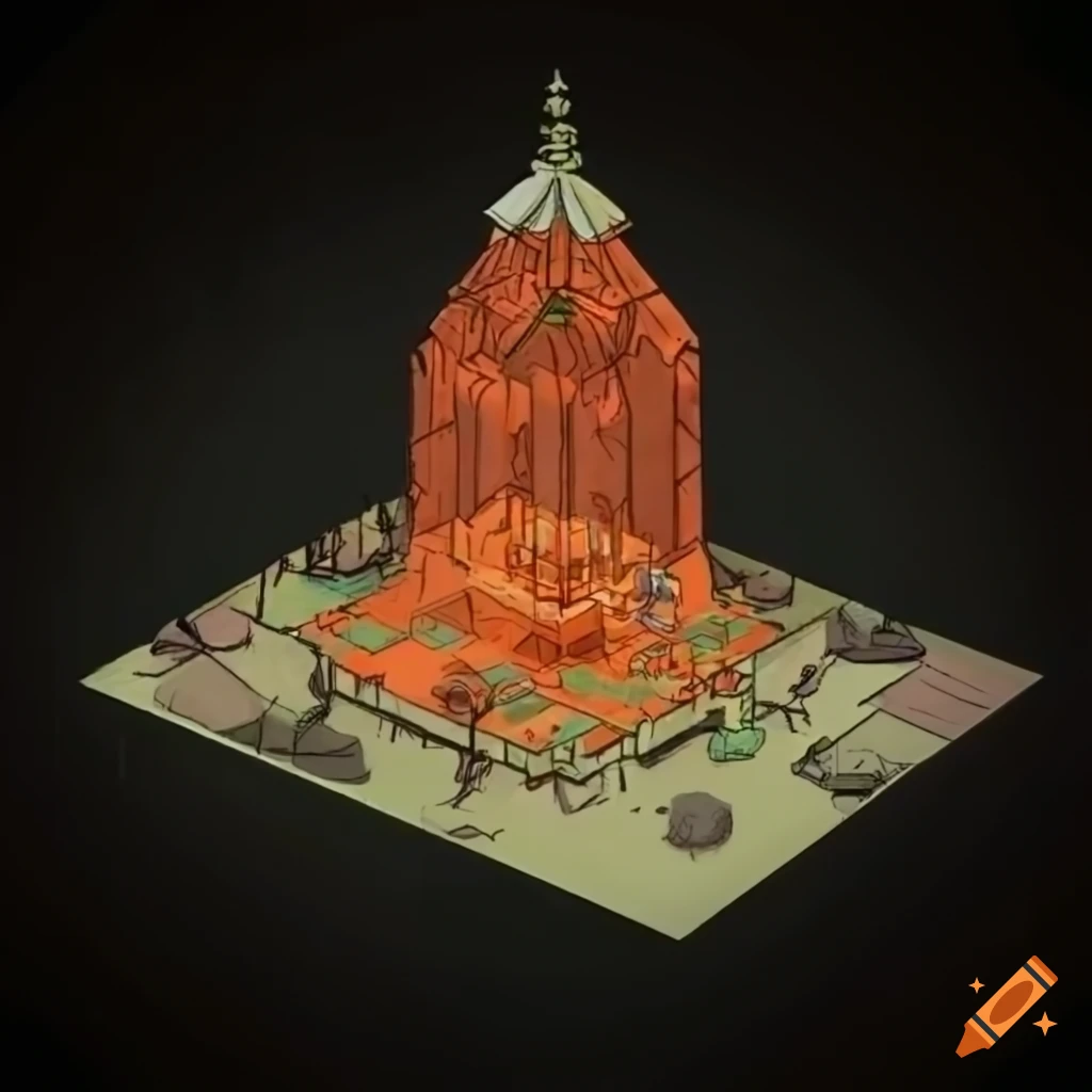 Ivan bilibin glass monument illustration in isometric perspective on ...