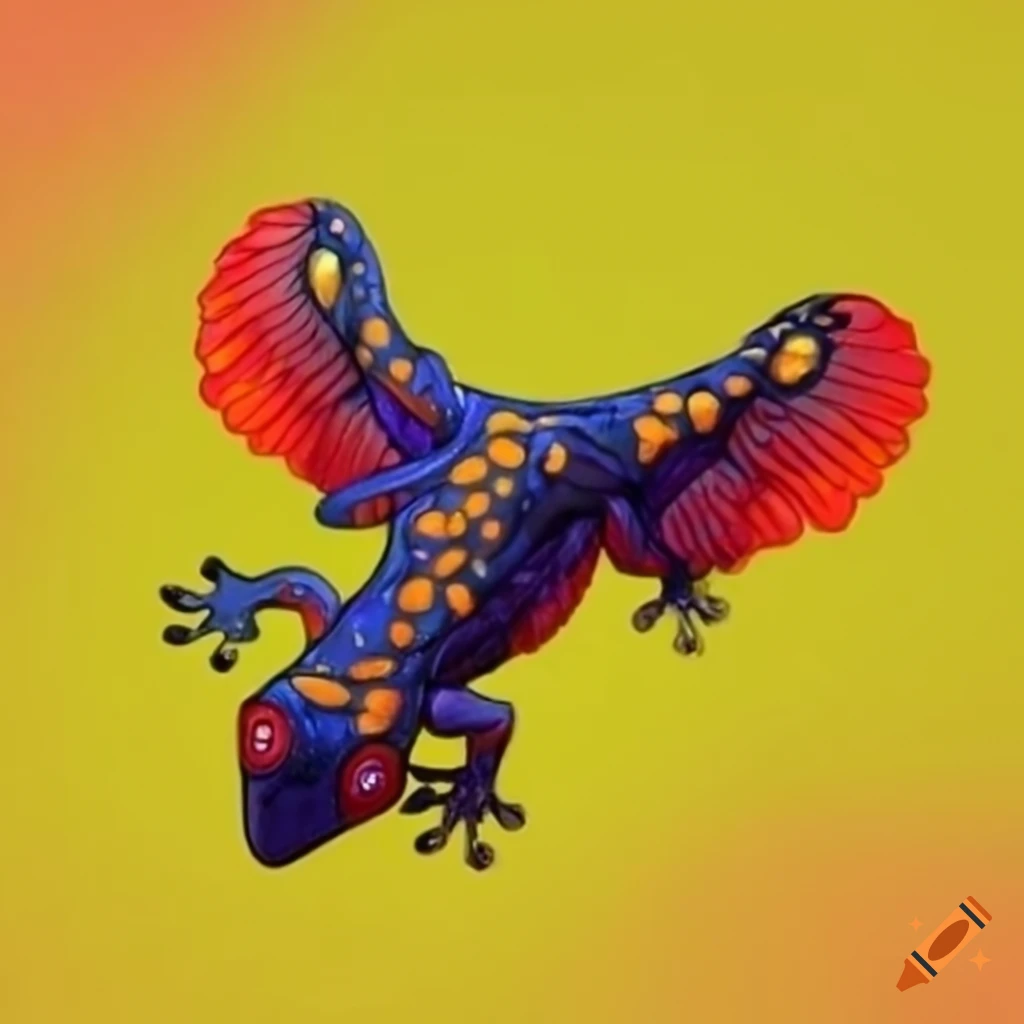 Flying gecko with yellow color and black spots on Craiyon