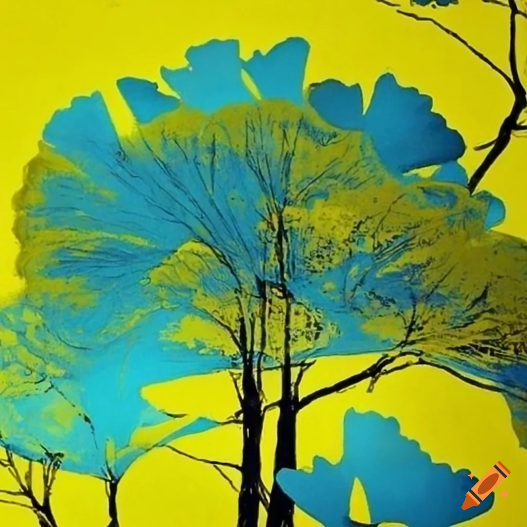 Ginkgo biloba trees forest art by andy warhol on Craiyon