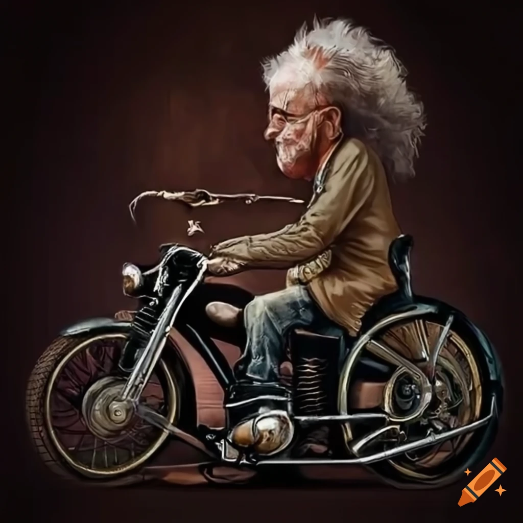 Old biker on Craiyon