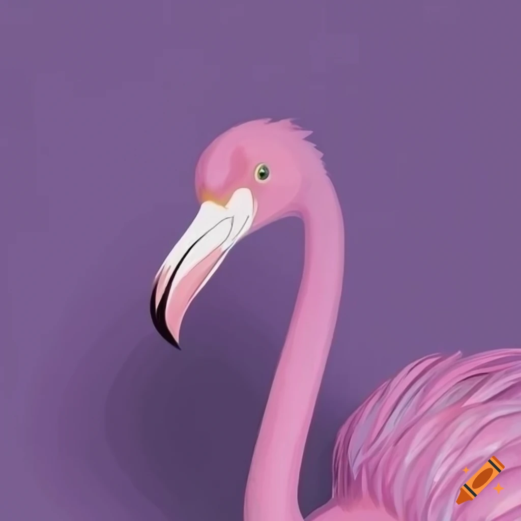 Minimalistic modern design of a heather violet flamingo on Craiyon