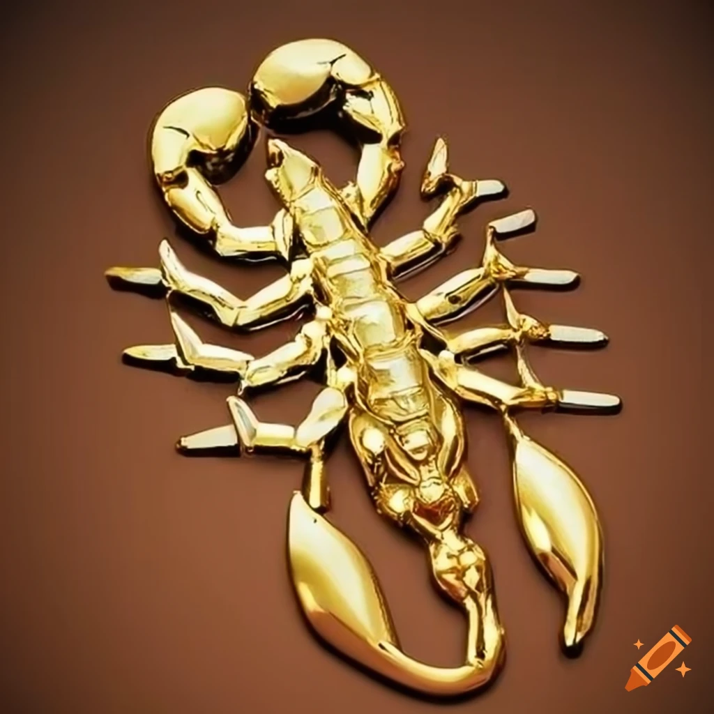 Shiny solid gold scorpion god medal geometric artifact on Craiyon