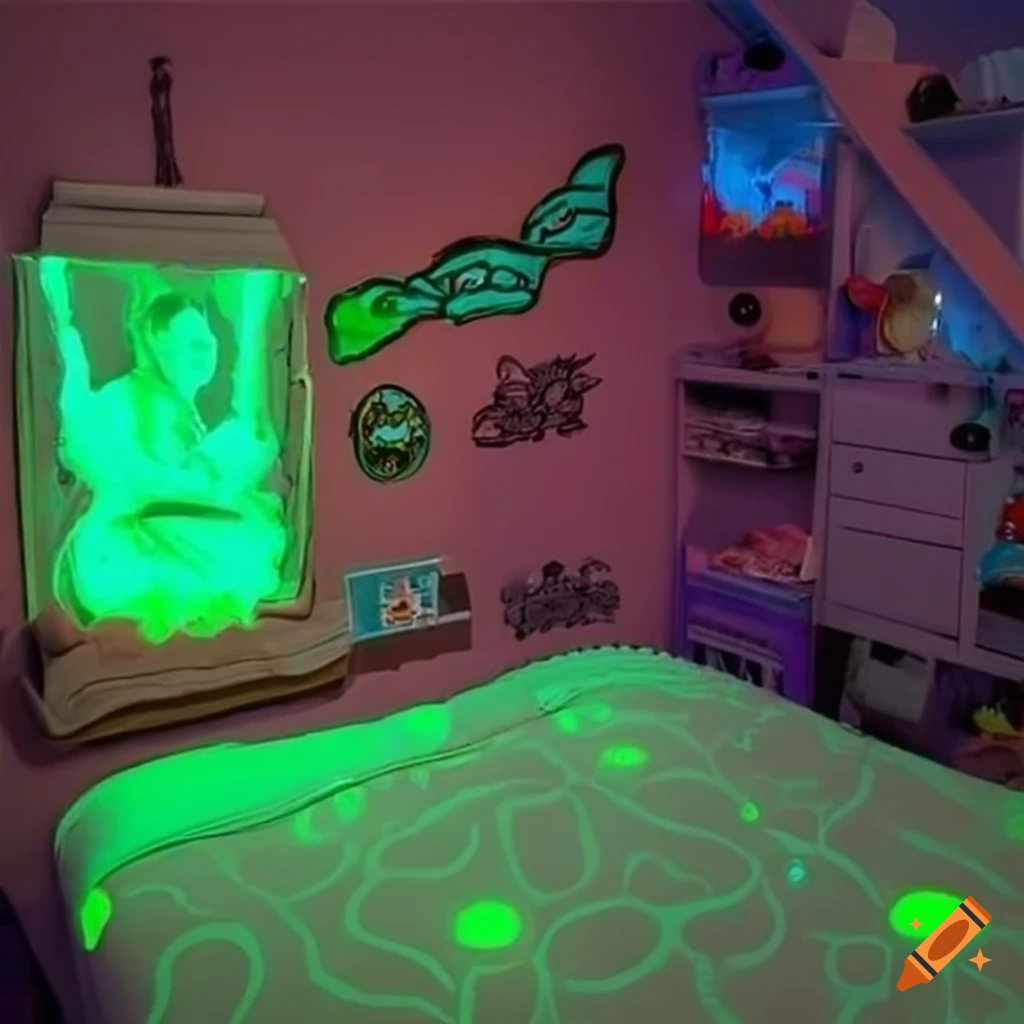 1990s alien themed room with glow in the dark sticks on Craiyon