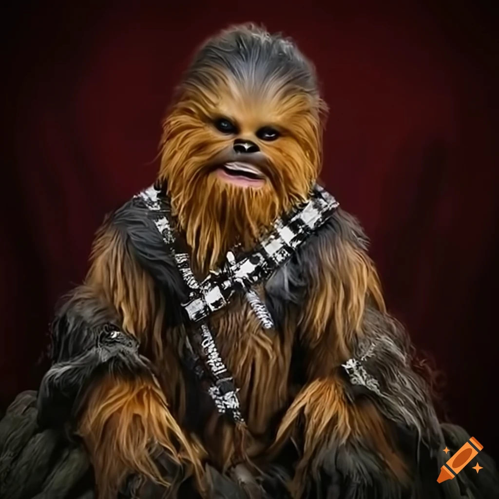 Chewbacca sitting on a throne of branches on Craiyon