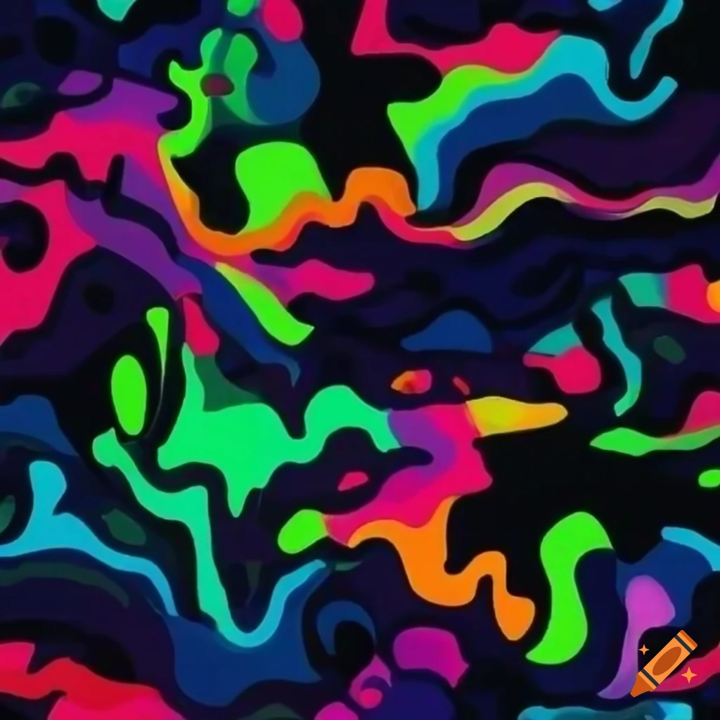 Neon camouflage pattern on Craiyon