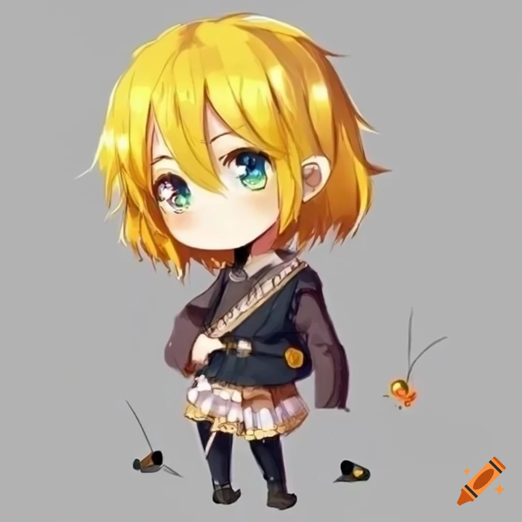 Chibi anime character with yellow hair on Craiyon