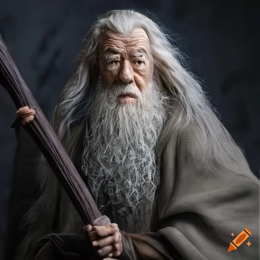 Hyper-detailed Gandalf from the movie Hobbit in a conte on Craiyon