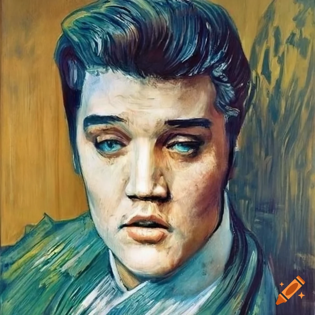 Portrait of elvis presley in the style of henri de toulouse lautrec on ...