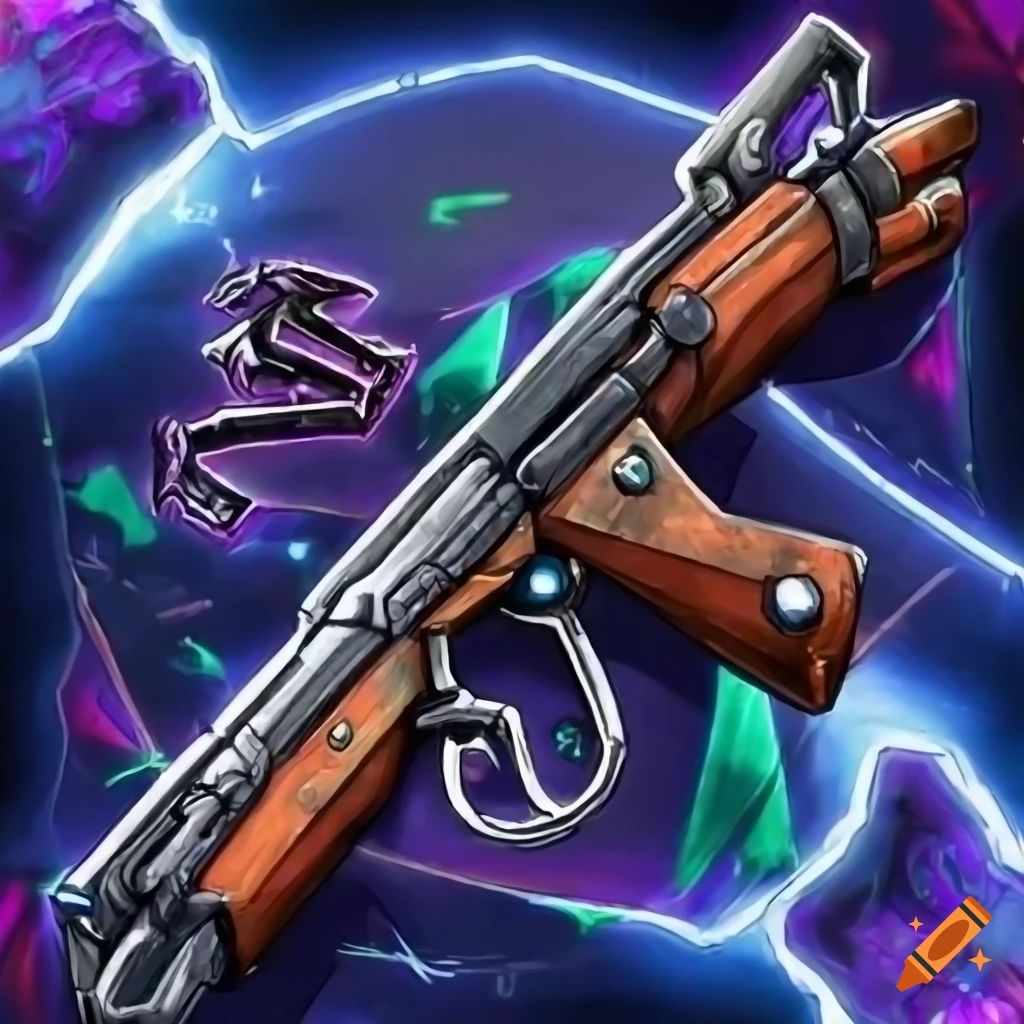 Yugioh card art featuring a shotgun on Craiyon